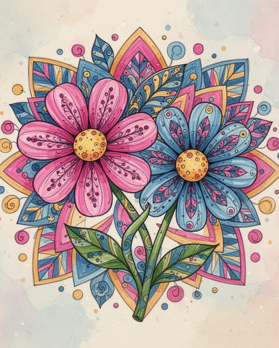 Flower Zentangle Coloring Pages - 49 Flowers and Patterns Inspired ...