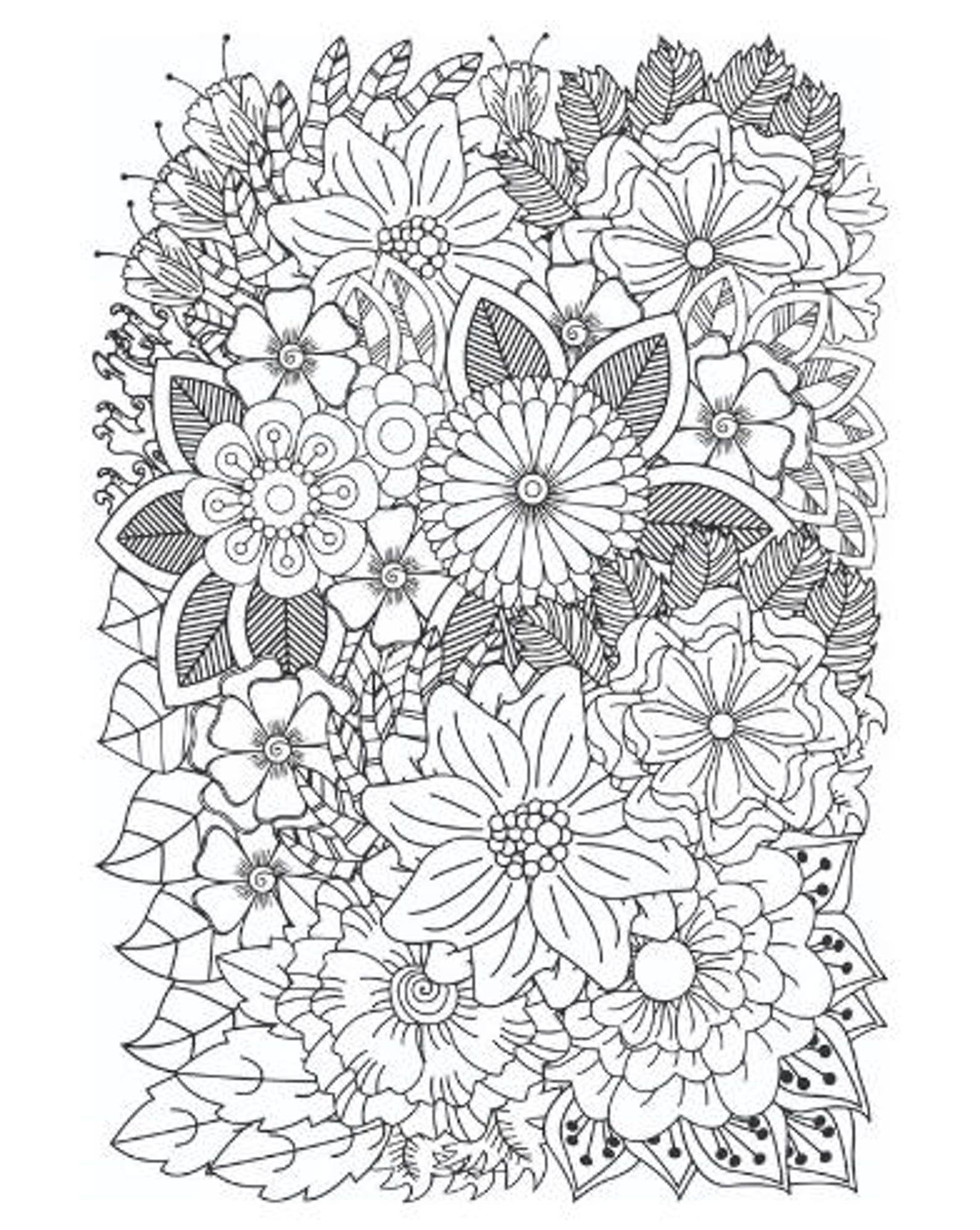 Flower Zentangle Coloring Pages - 49 Flowers and Patterns Inspired ...