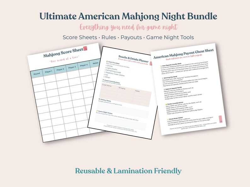 Ultimate American Mahjong Night Bundle | Printable Game Night Kit, Host ...
