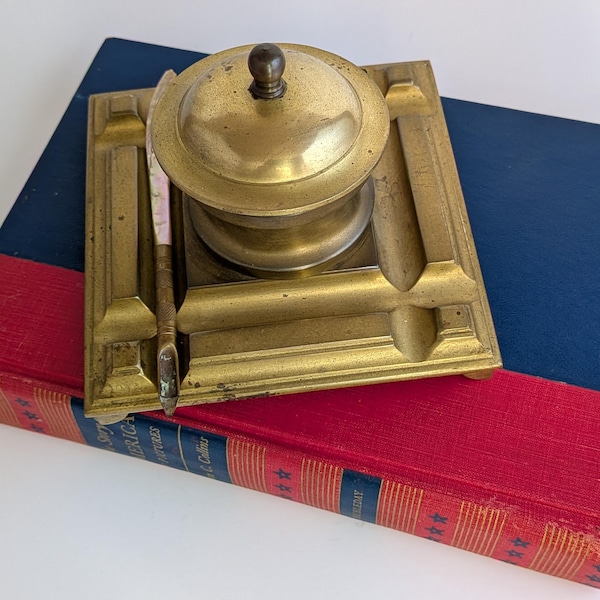Antique Brass Inkwell Set - Etsy