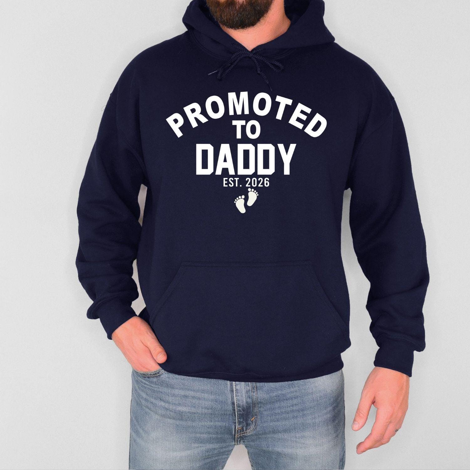 Custom Promoted to Daddy EST Hoodie Personalised Name New Dad Fathers ...