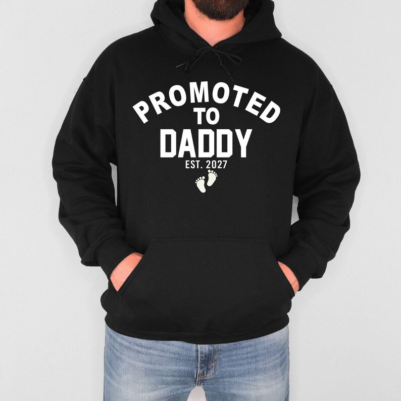 Custom Promoted to Daddy EST Hoodie Personalised Name New Dad Fathers ...