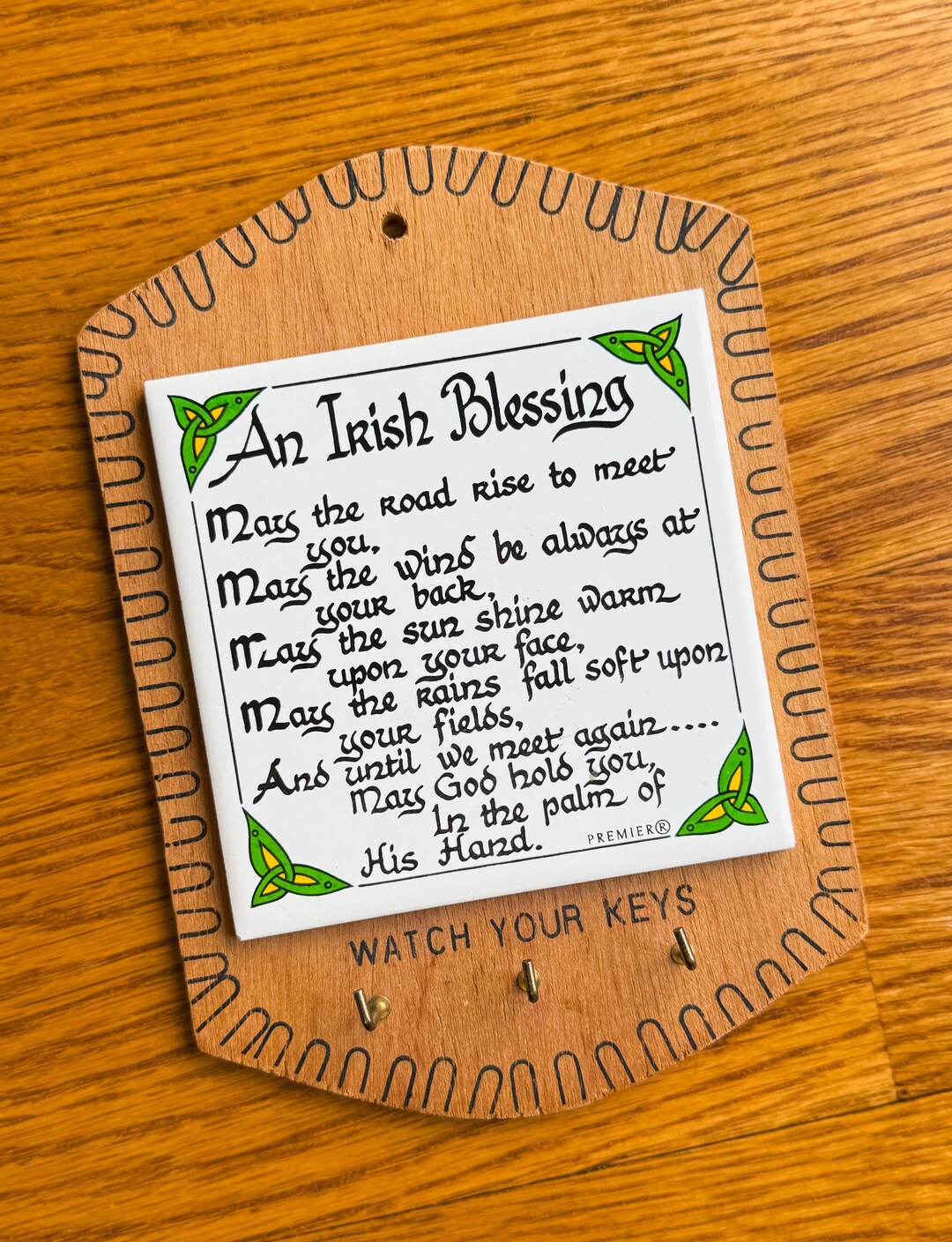 Vintage Irish Blessing Key Holder: Celtic Ceramic Tile Plaque - Etsy