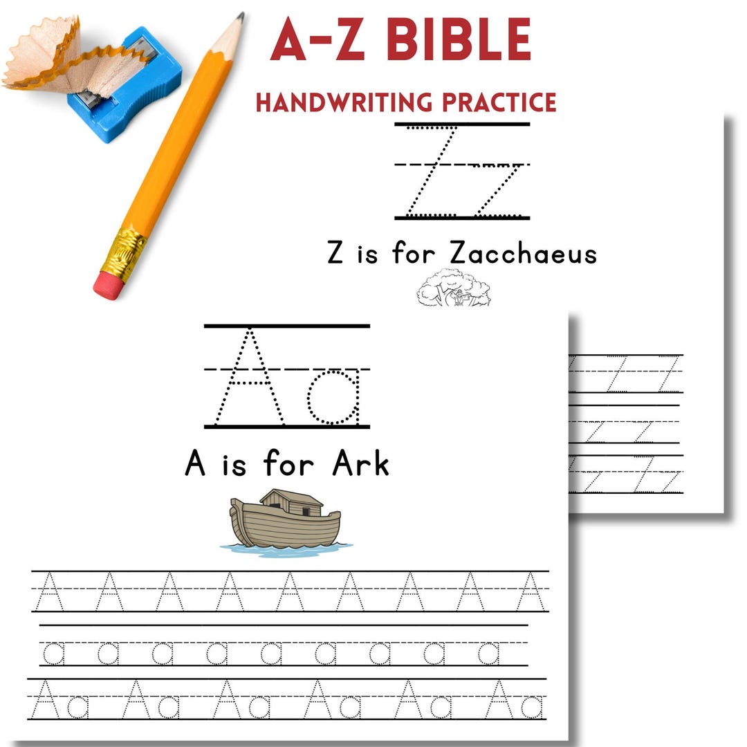 Bible ABC Tracing Worksheets – A to Z (christian Alphabet Learning ...