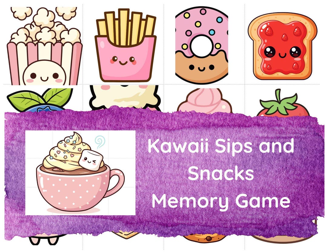 Kawaii Sips and Snacks Memory Game — Printable Kids Matching Card Game ...