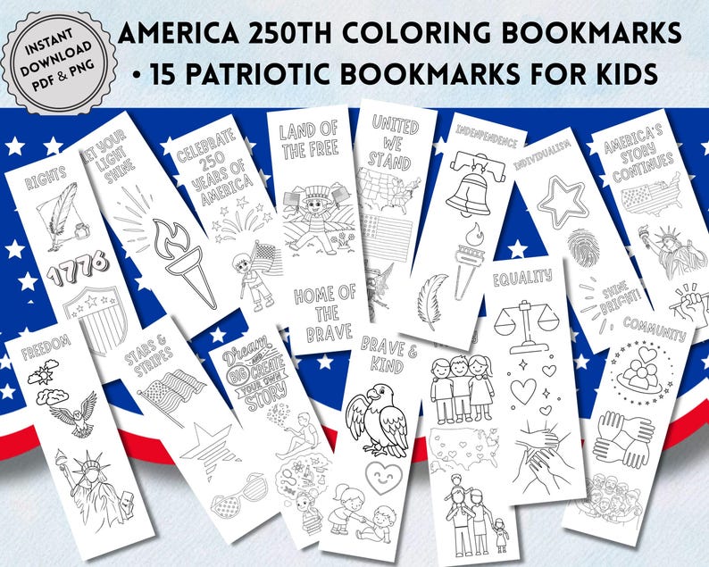 15 Patriotic Coloring Bookmarks for Kids • America 250th Celebration ...