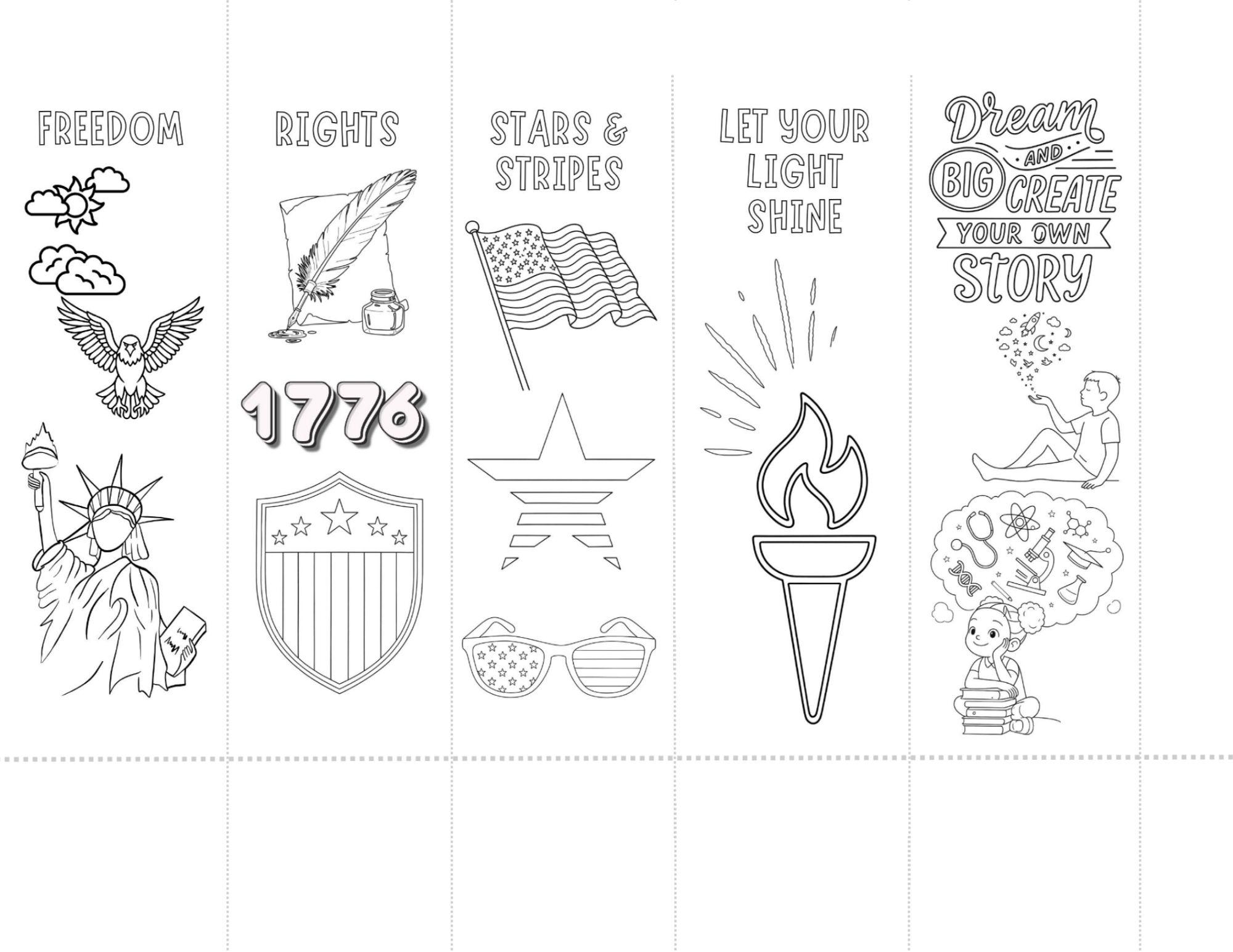 15 Patriotic Coloring Bookmarks for Kids • America 250th Celebration ...