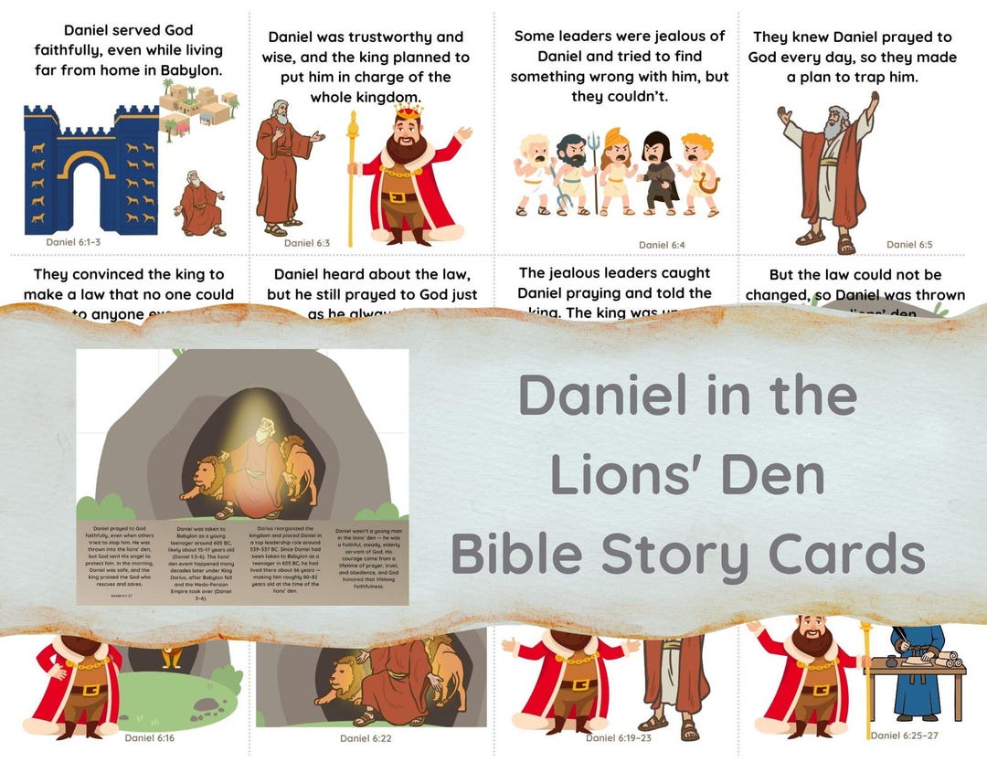 Daniel in the Lions' Den Story Cards • Illustrated Kids Bible Learning ...