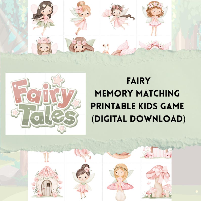 Fairy Memory Matching Game — Printable Kids Game (digital Download ...