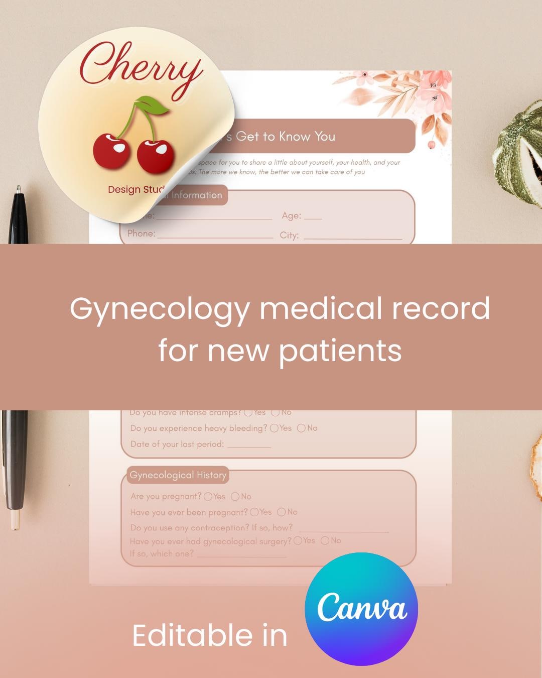 Gynecology Patient Intake Form | Canva Editable Medical Template | New ...