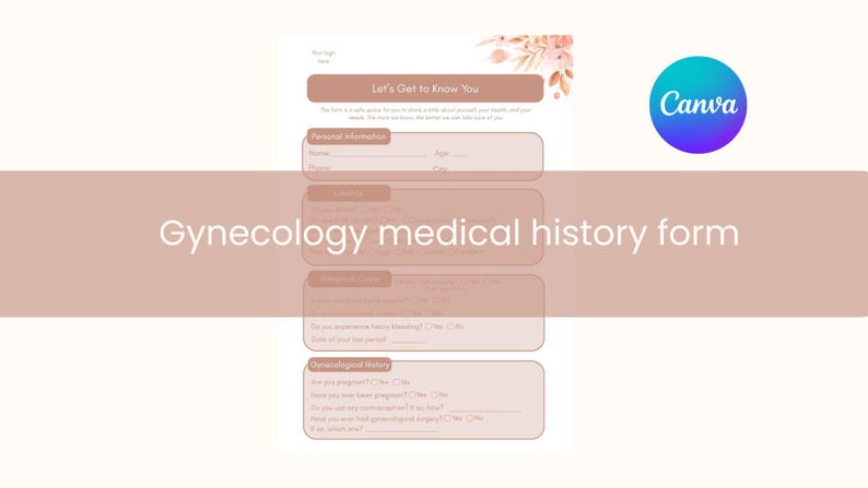 Gynecology Patient Intake Form | Canva Editable Medical Template | New ...