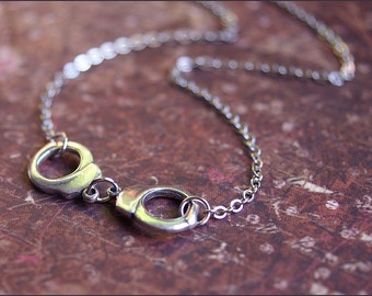 HANDCUFF KEY Necklace Large Skeleton Key Pendant with Handcuff | Etsy