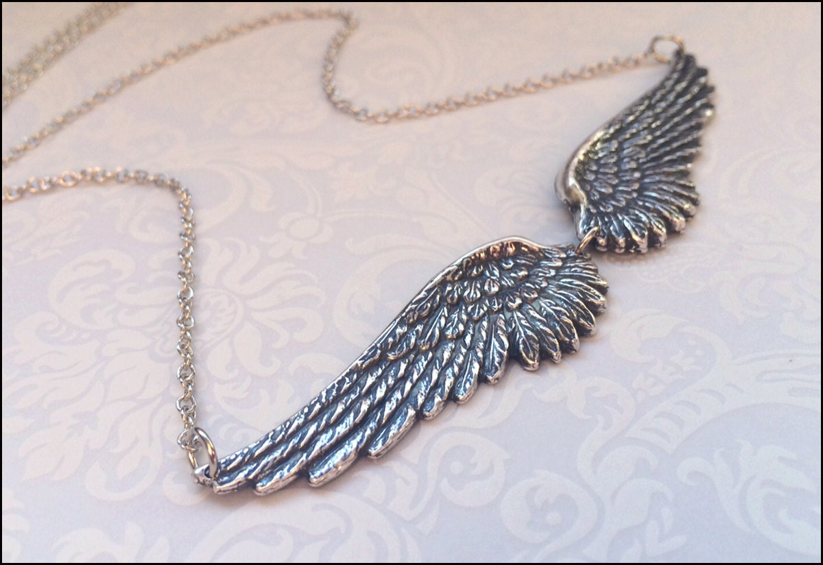 Angel Wing Necklace, Silver Wing Jewelry, Angel Wing Pendant ...