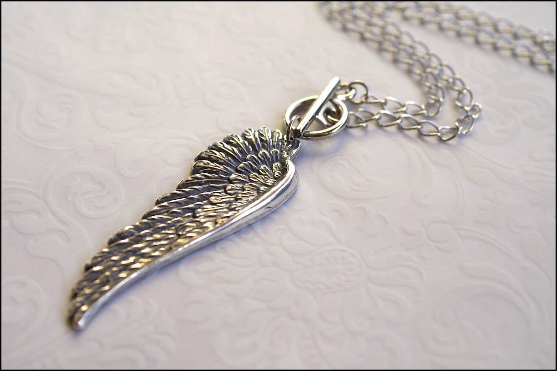 Angel Wing Necklace-angel Wing Jewelry, Silver Wing Pendant, Toggle ...