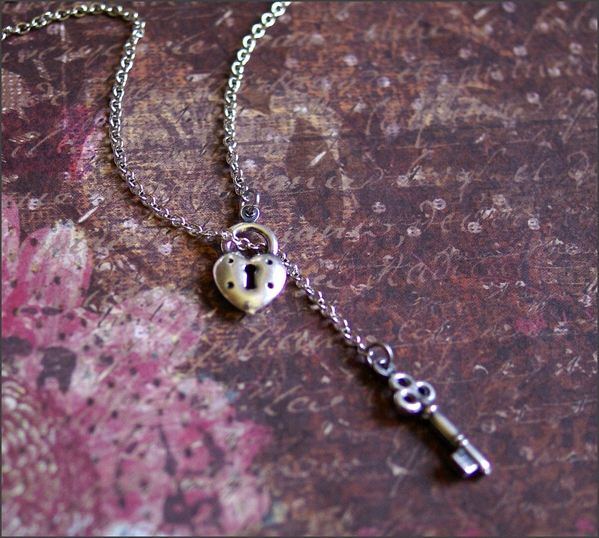 Lock Key LARIAT Necklace -DOUBLE SIDED Charms- Pretty for Her, Mother ...