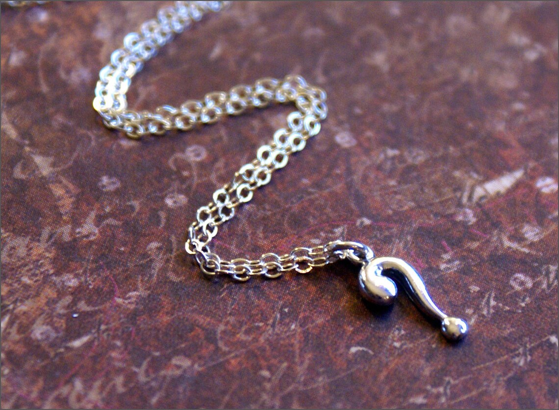 Question Mark Necklace STERLING SILVER Charm Wife Daughter | Etsy