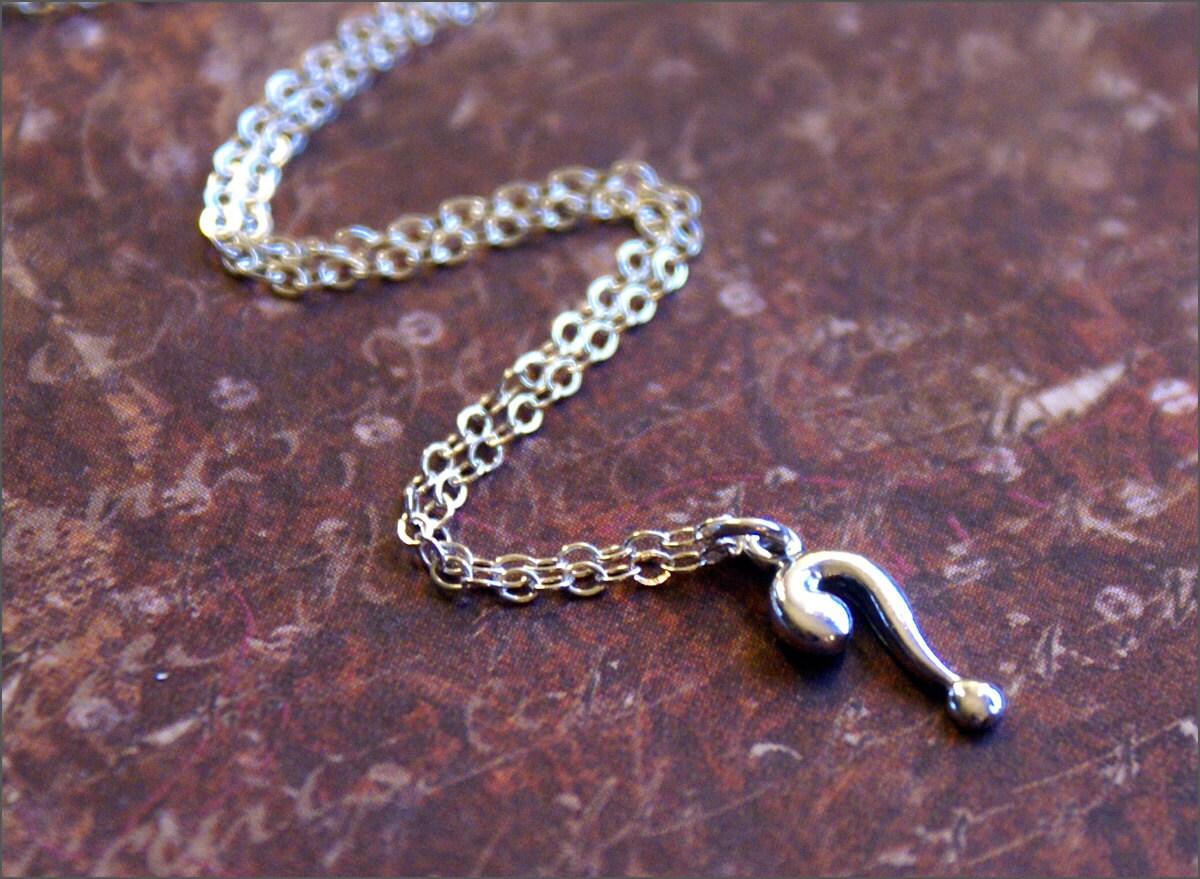 Question Mark Necklace STERLING SILVER Charm Wife Daughter | Etsy