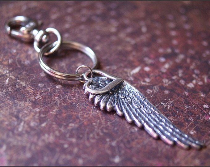 Silver Wing Keychain Fob -DETAILED Angel Wing Pendant- PERFECT ...