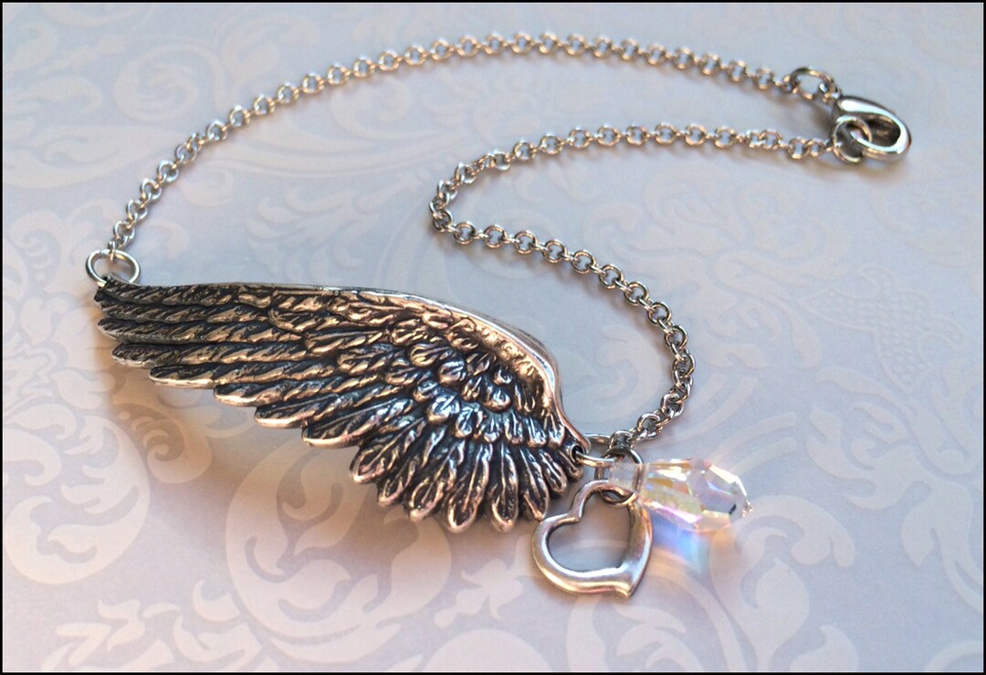 Angel Wing Bracelet silver WING Jewelry Angel Wing Pendant swarovski Crystal Accent perfect Holiday Gift Wife Mother Sister Friend Etsy