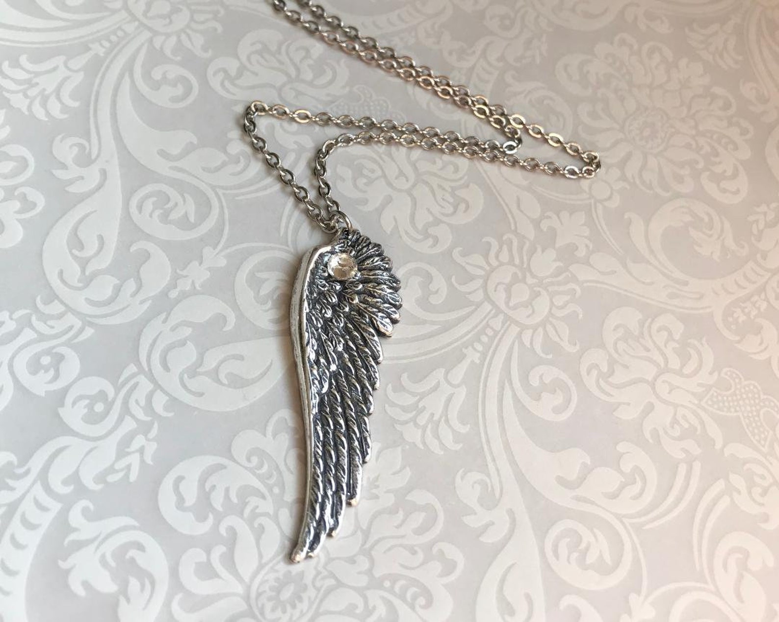 Angel Wing Necklace-silver Wing Jewelry-swarovski Crystal - Etsy