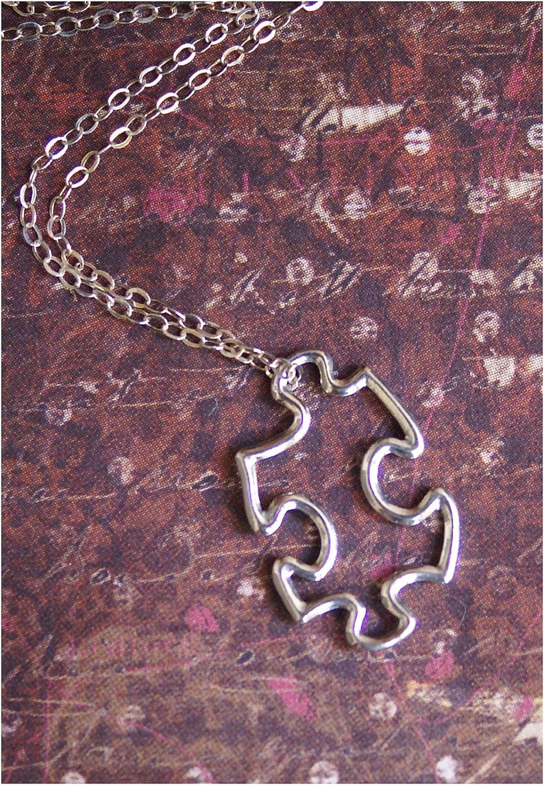 PUZZLE Piece Necklace in STERLING SILVER unique Jewelry - Etsy
