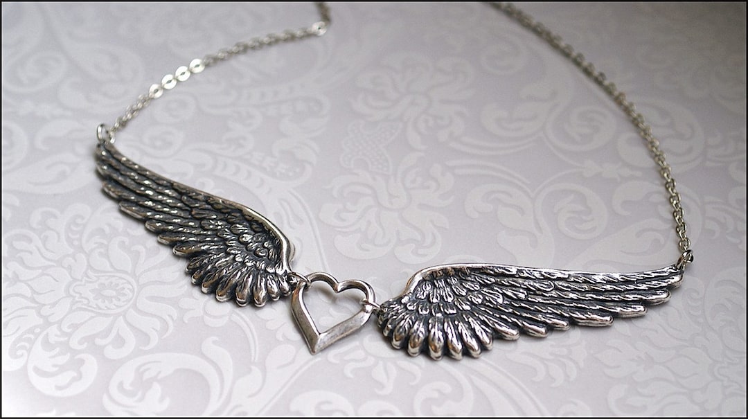Angel Wing Necklace -silver Wing Jewelry- GORGEOUS DETAILED Angel Wing ...
