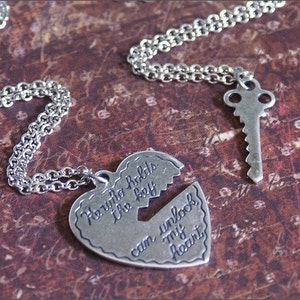 Heart Key Necklace-he WHO HOLDS the Key- Silver Heart, Key Pendant ...