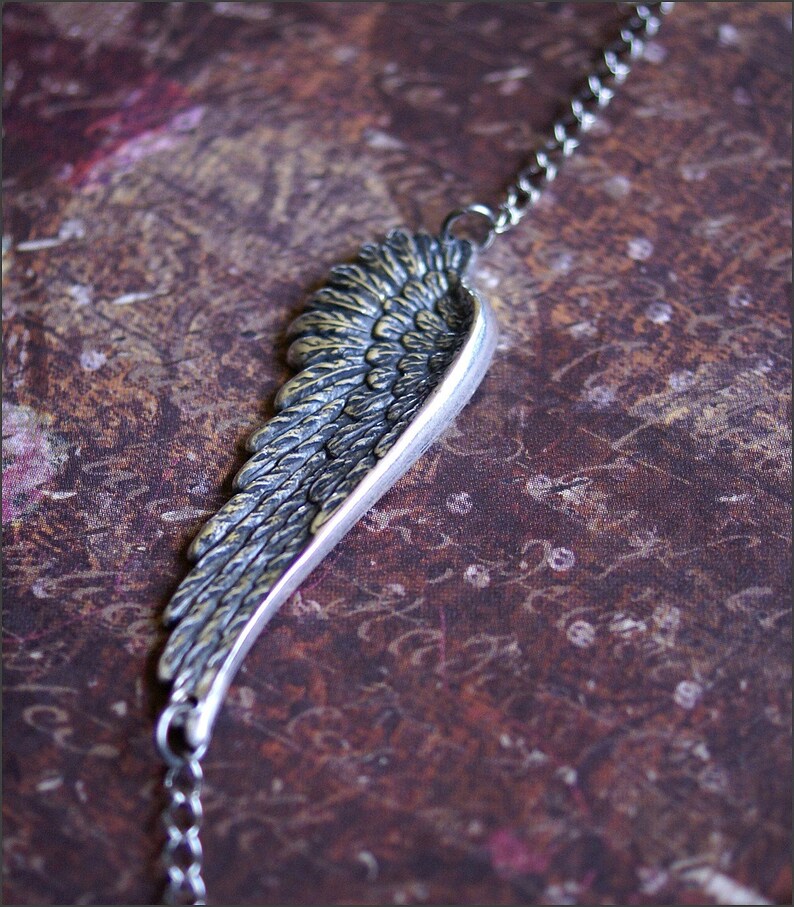 Sideways Wing Necklace GORGEOUS ANGEL WING Jewelry Silver | Etsy