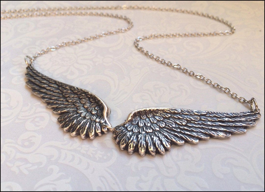 Angel Wing Necklace-silver Wing Jewelry- Gorgeous DETAILED Angel Wing ...