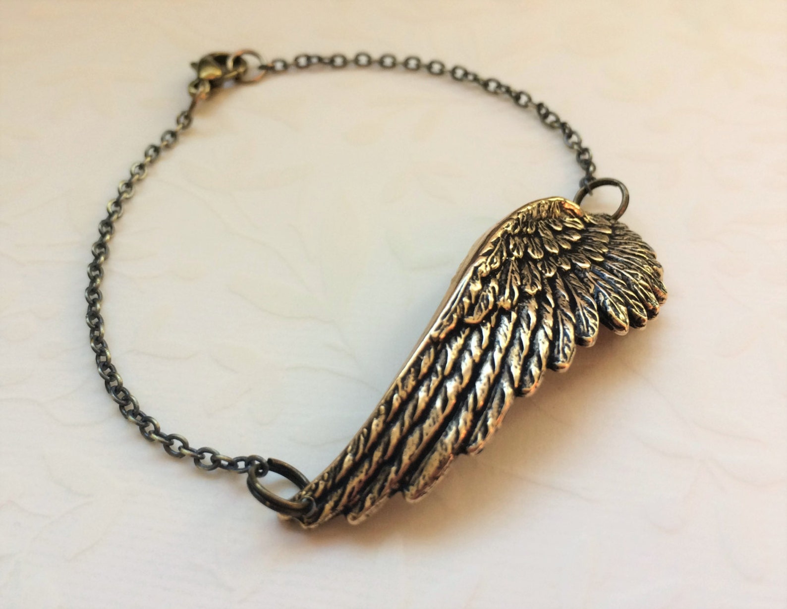 Angel Wing Bracelet Angel Wing Jewelry ANTIQUE BRASS Angel | Etsy