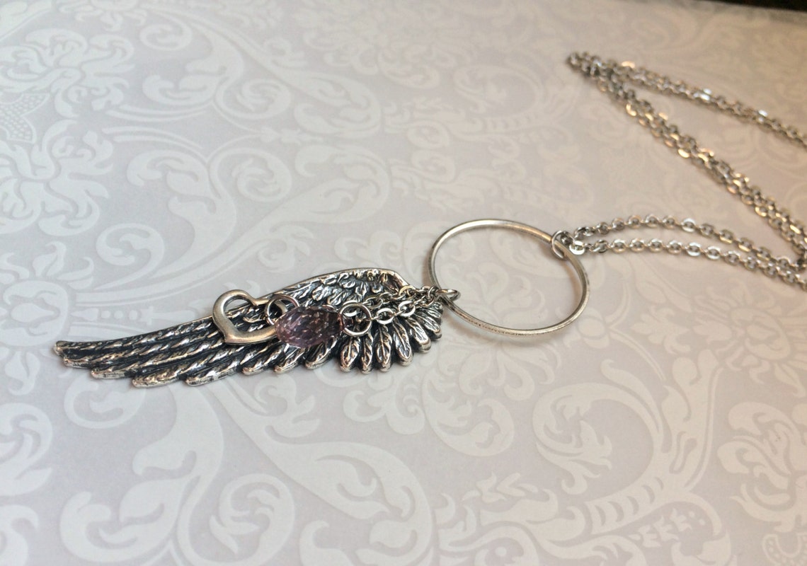 Angel Wing Necklace Silver Wing Jewelry Personalized Wing - Etsy