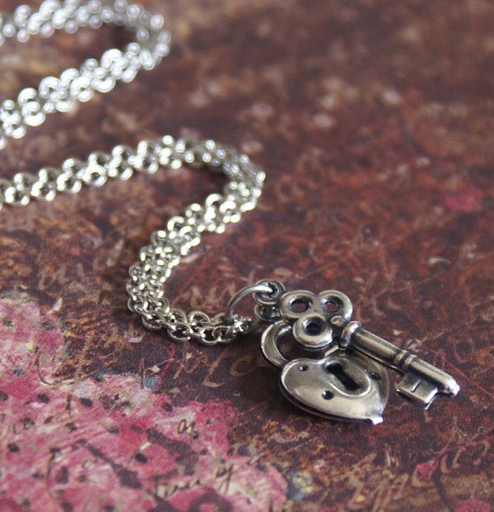 Lock Key LARIAT Necklace -DOUBLE SIDED Charms- Pretty for Her, Mother ...