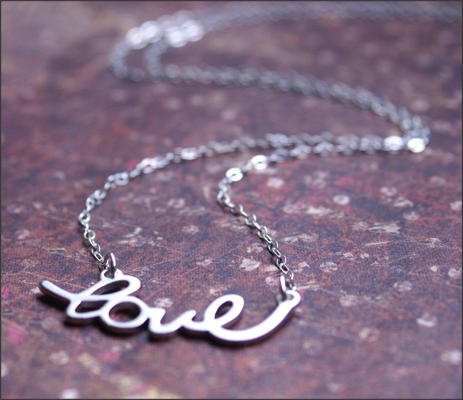 Love Pendant Necklace STERLING SILVER Chain Pretty Gift for | Etsy