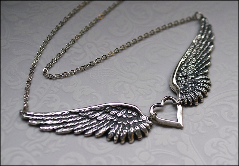 Angel Wing Necklace -silver Wing Jewelry- GORGEOUS DETAILED Angel Wing ...
