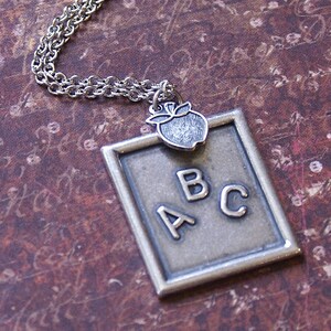 ABC Teacher's Necklace -CUTEST GIFT- Oxidized Silver Pendant 'end of ...