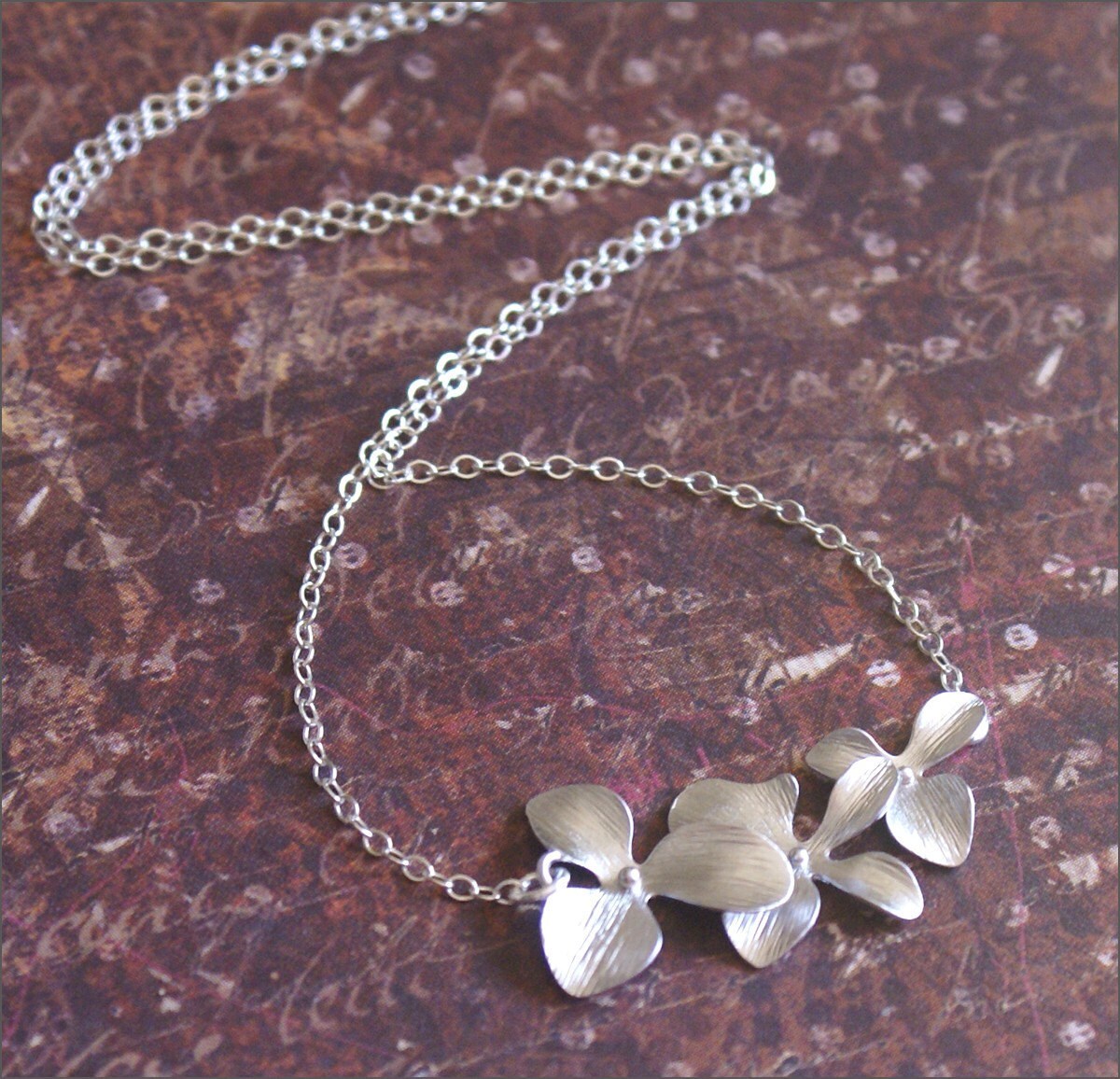 ORCHIDS Flower Necklace STERLING SILVER Chain Meaningful - Etsy