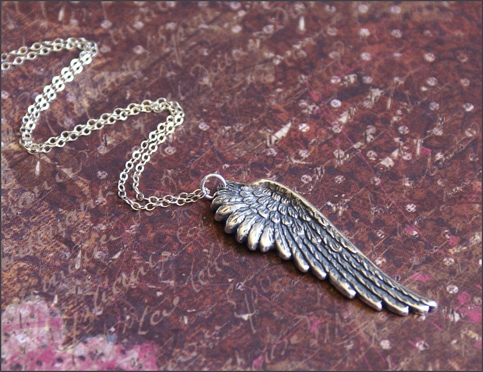 Angel Wing Necklace 18 STERLING SILVER Chain Gorgeous - Etsy
