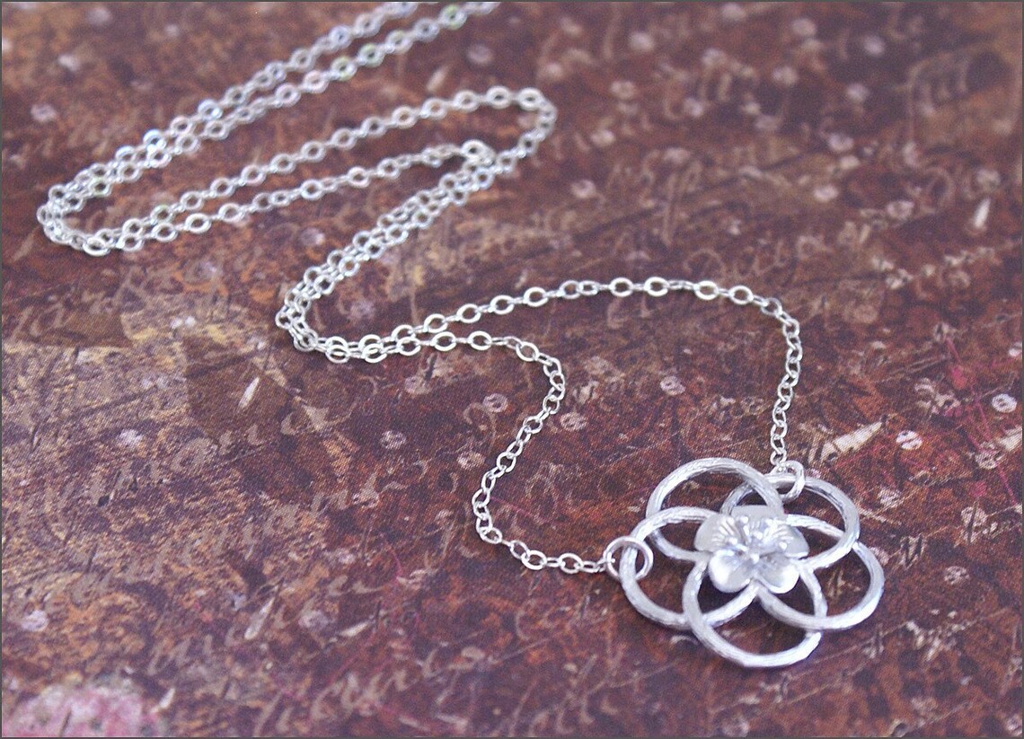 Silver FLOWER Necklace STERLING SILVER Chain Detailed Flower - Etsy