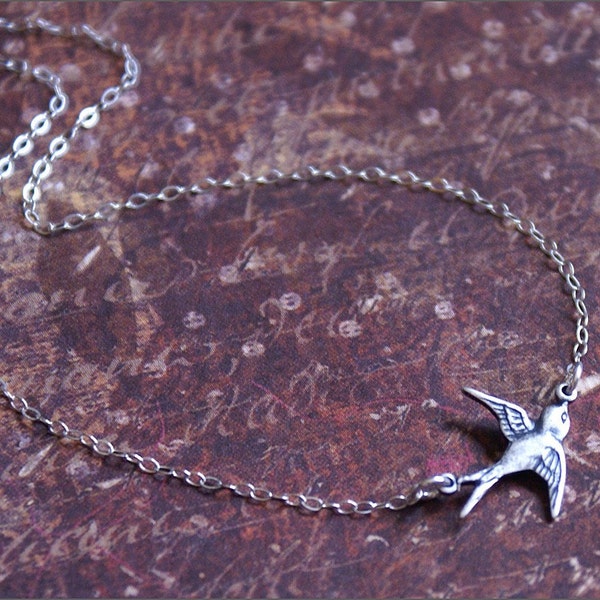Silver Bird Necklace - Etsy
