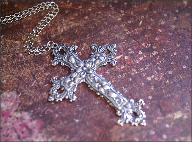 Silver Cross Necklace Silver Cross Jewelry GORGEOUS DETAILED - Etsy