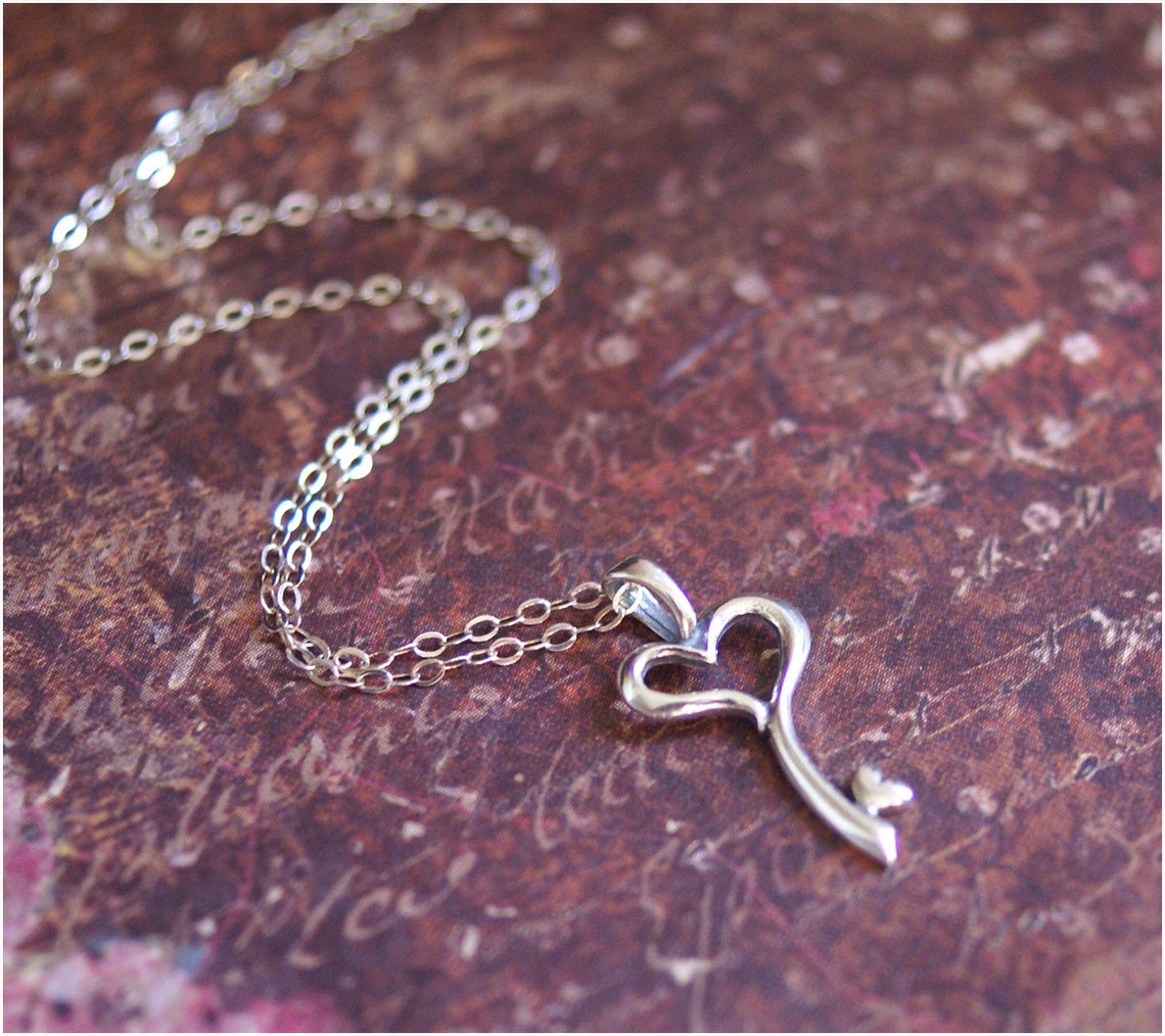 Heart Key Necklace STERLING SILVER PERFECT - Etsy