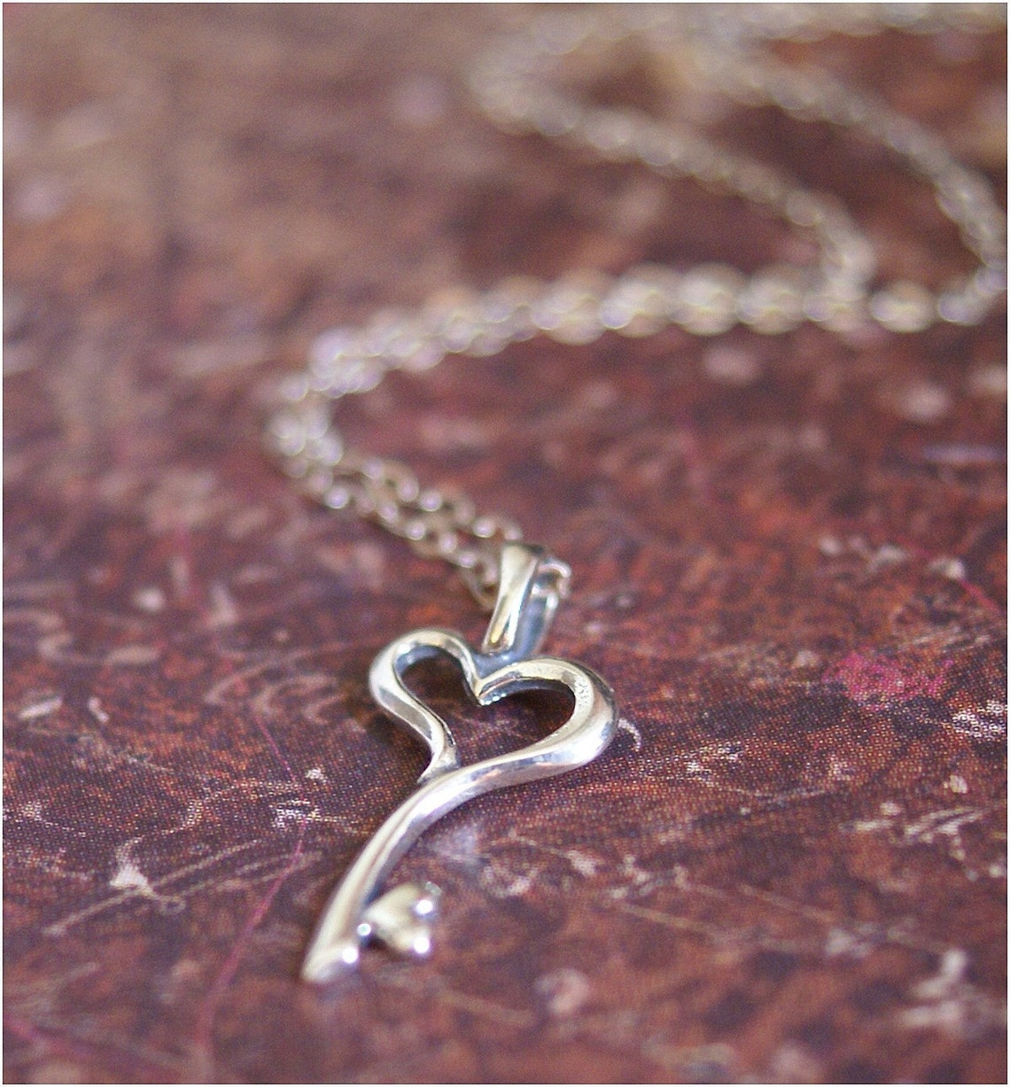 Heart Key Necklace STERLING SILVER PERFECT | Etsy