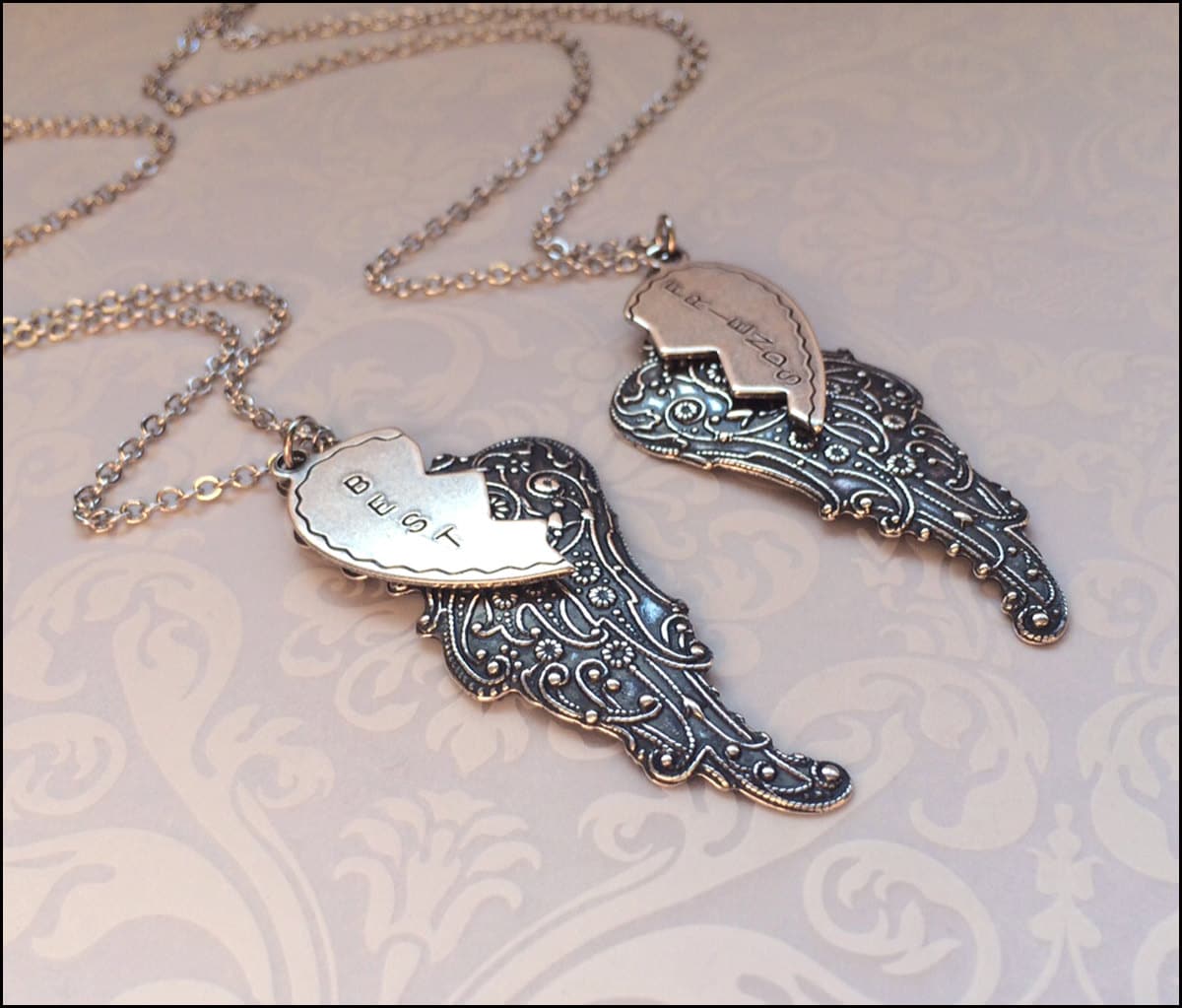 Friendship Necklace Best Friends Jewelry Silver Angel Wing - Etsy