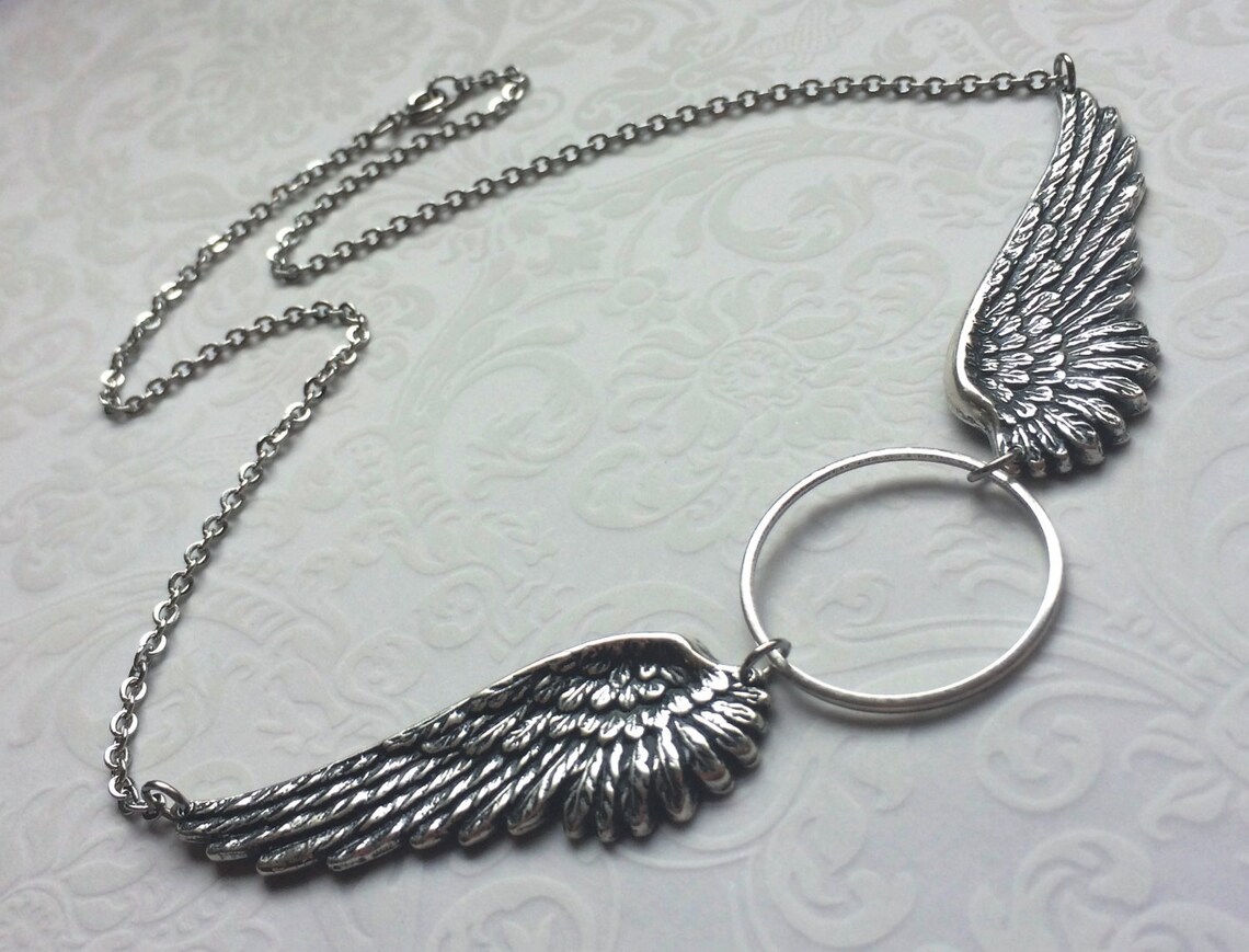 Angel Wing Necklace, Silver Wing Jewelry, Angel Wing Pendant Necklace ...