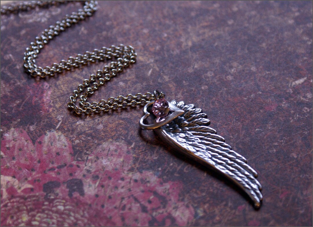 Angel Wing Necklace, Silver Wing Jewelry, Wing Pendant, Choose ...