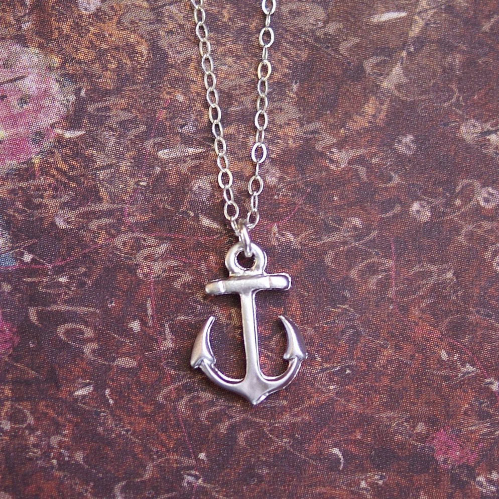 Silver Anchor Necklace STERLING SILVER Chain Nautical Navy - Etsy