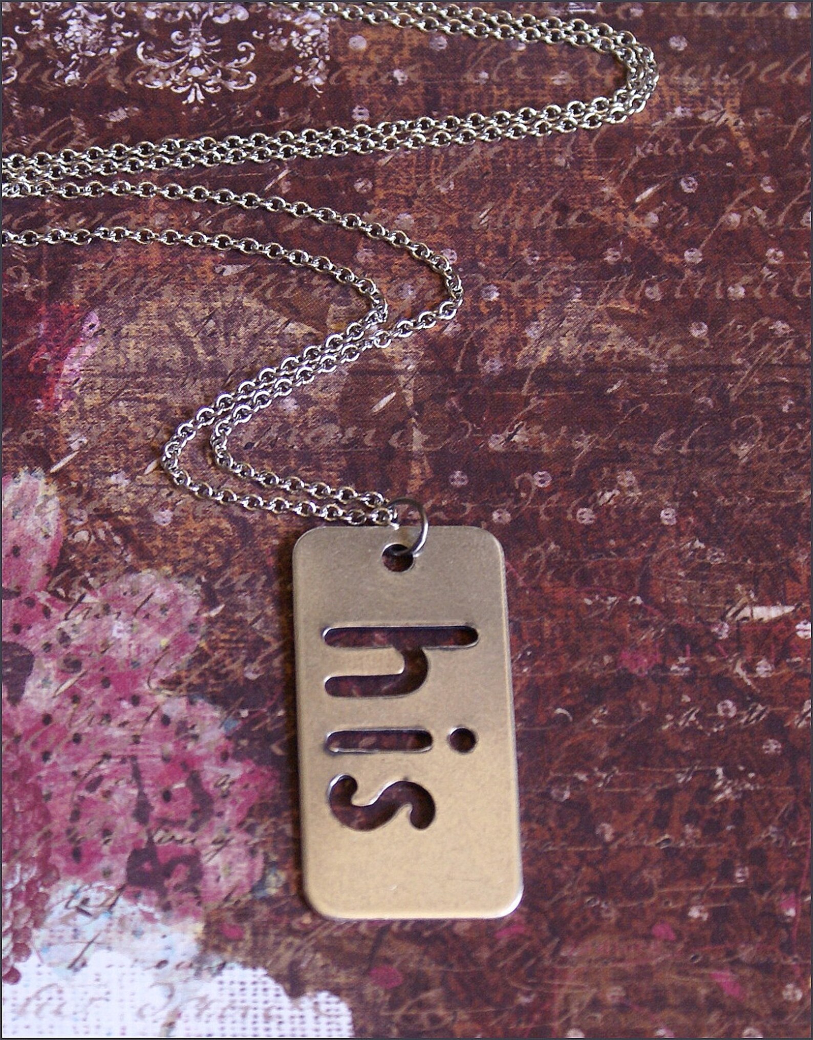 Dog Tag Necklace HIS Word Pendant CUTE Military Inspired - Etsy