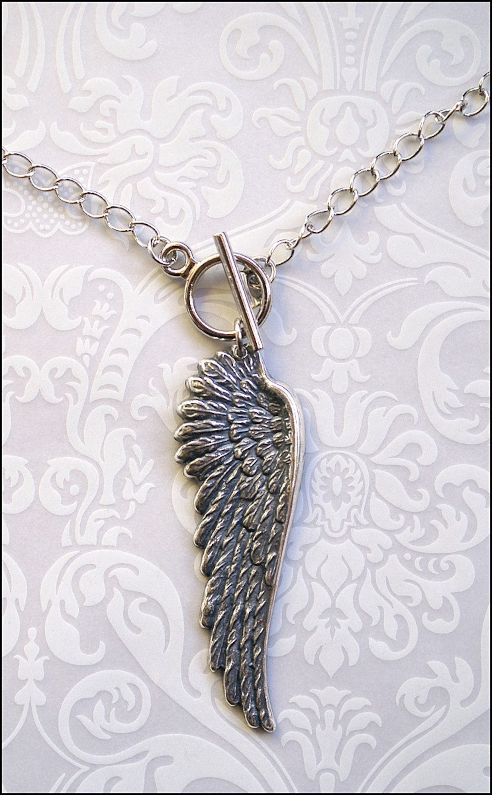 Angel Wing Necklace-angel Wing Jewelry, Silver Wing Pendant, Toggle ...