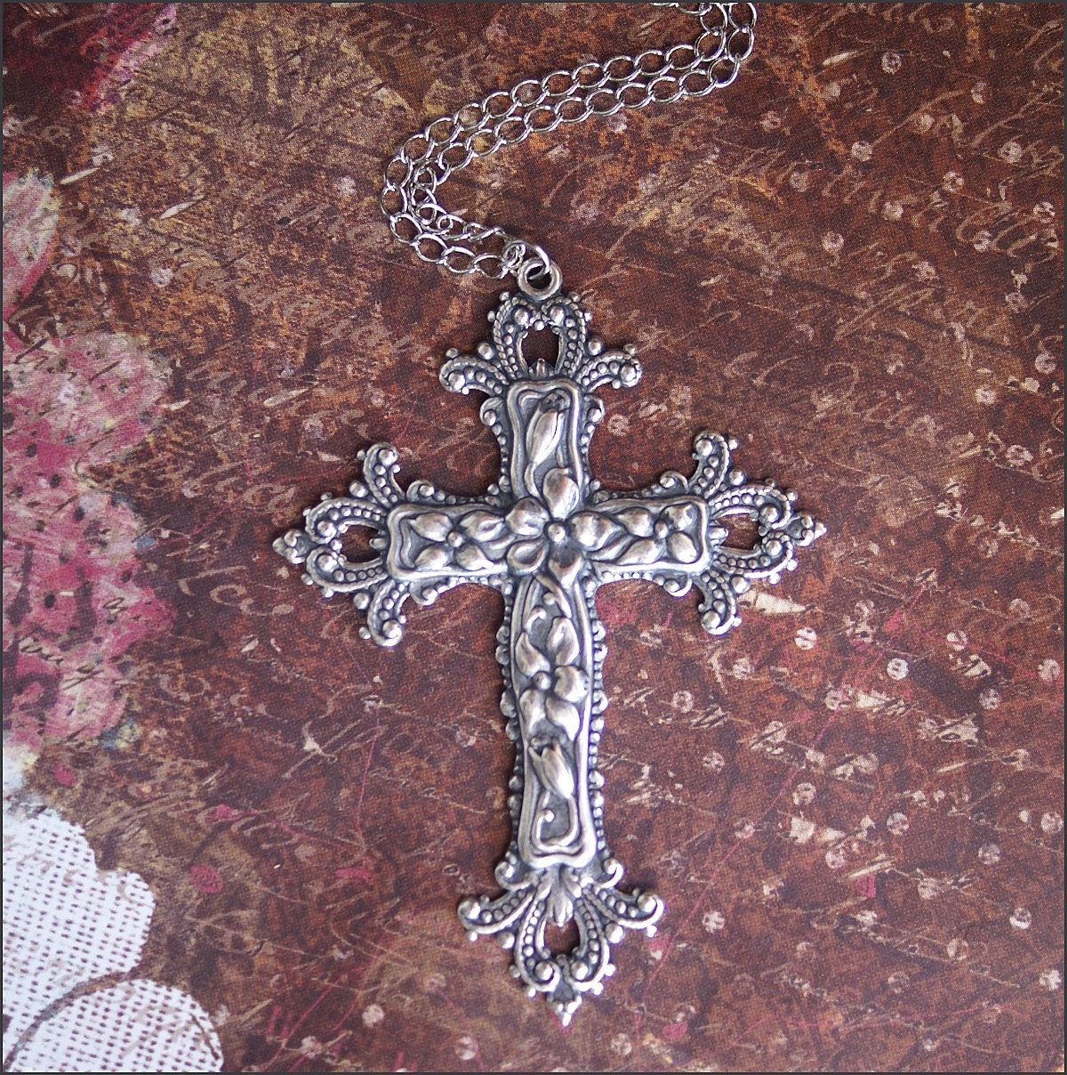 Silver Cross Necklace Silver Cross Jewelry GORGEOUS DETAILED - Etsy