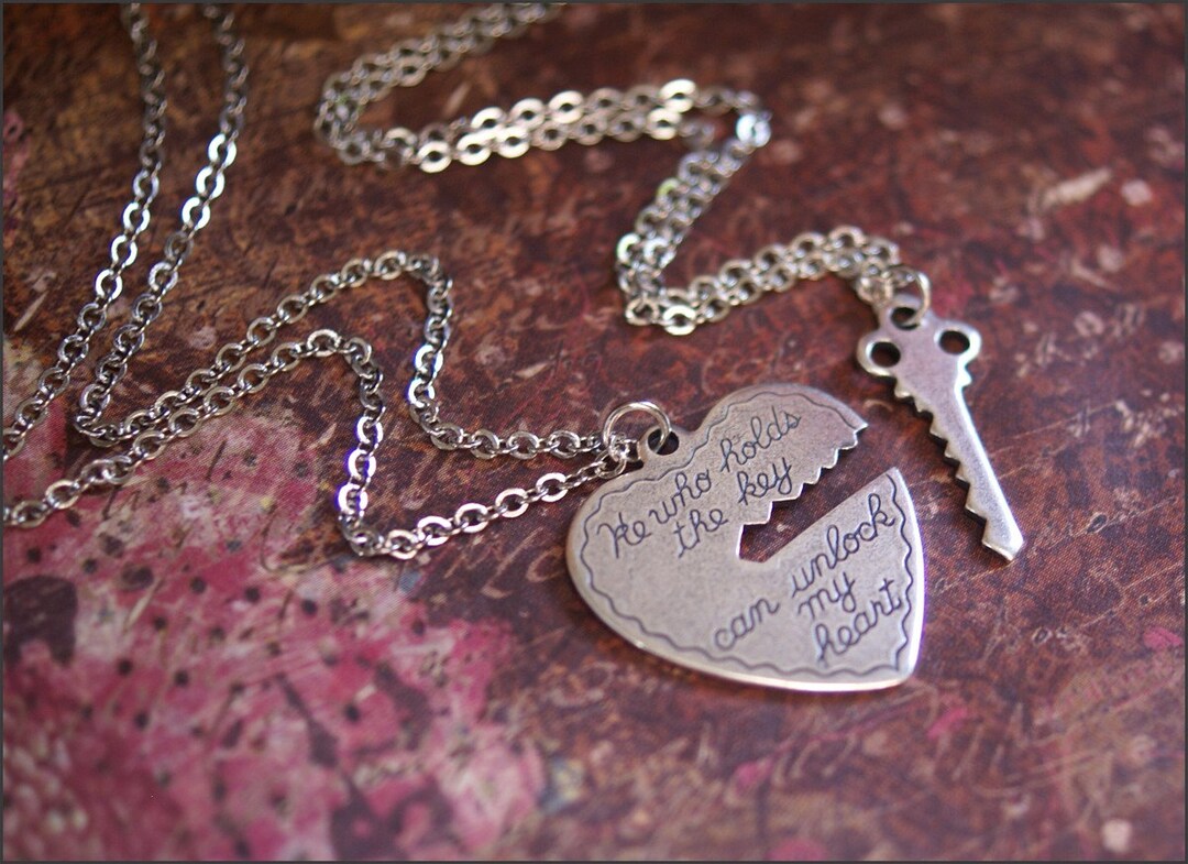 He Who Holds the Key Necklace Set-silver Heart/key Pendant Jewelry ...